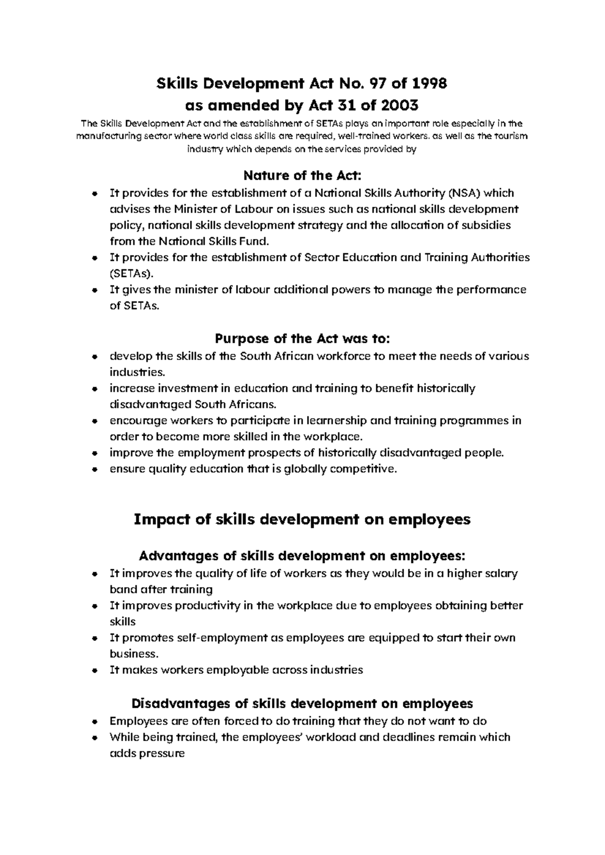 Best Skills Development Notes: Understanding the Skills Development Act ...