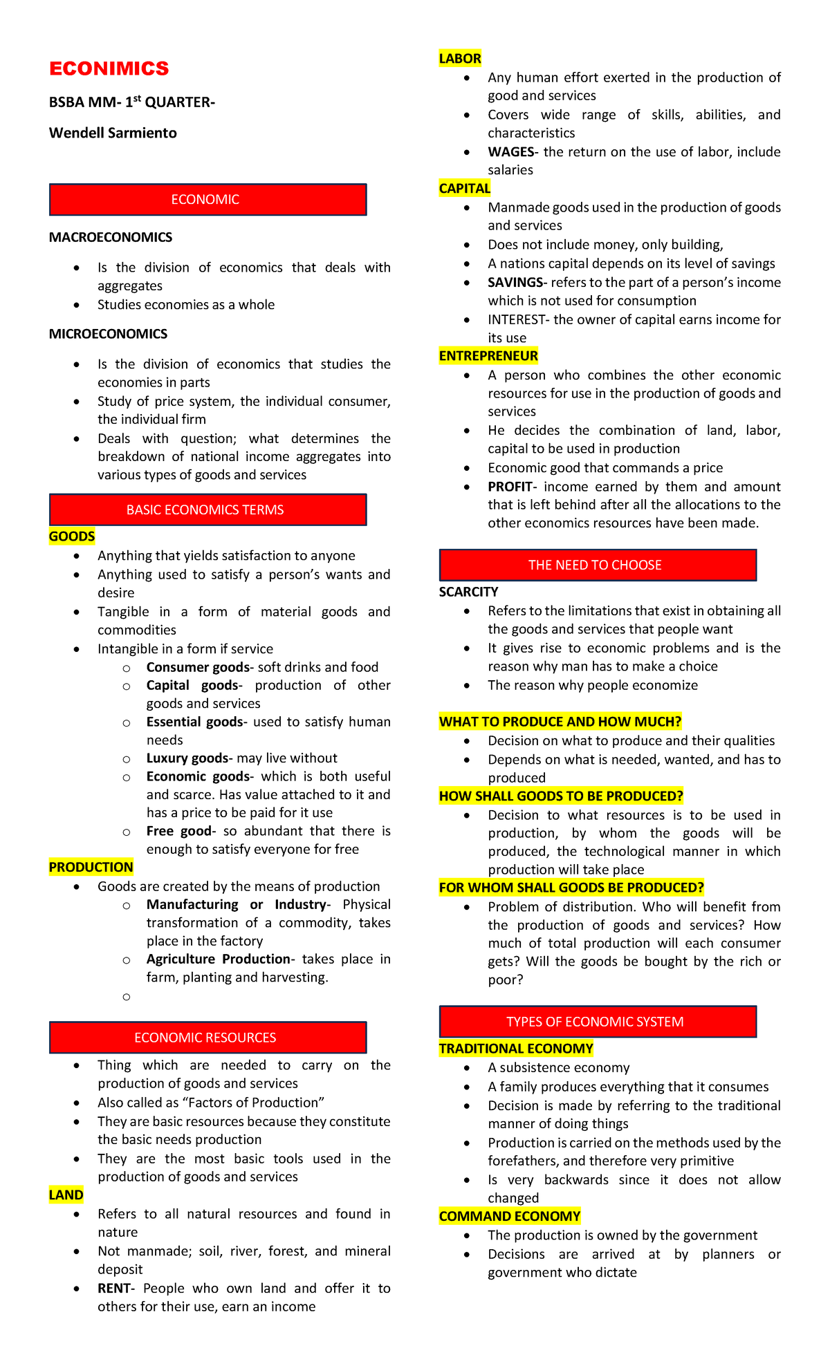 ECON 101: Macroeconomics and Microeconomics Overview and Key Concepts - Studocu
