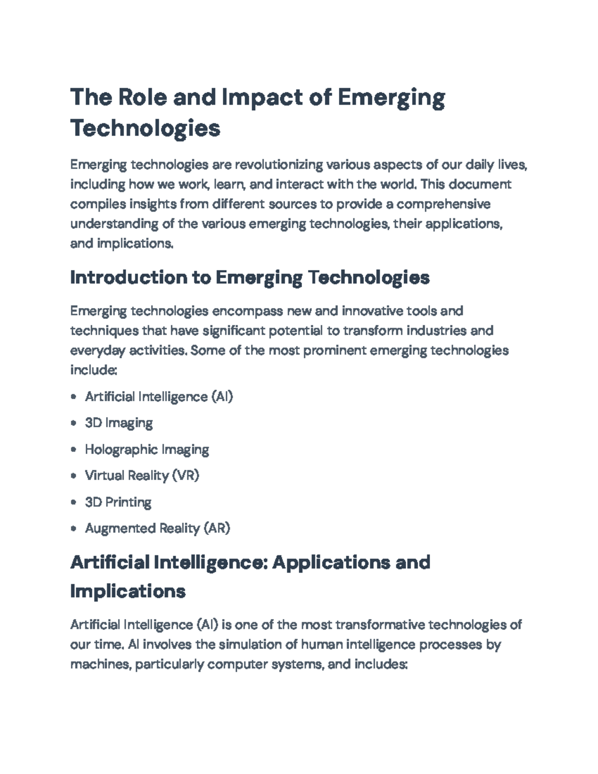 Emerging Technologies: Applications, Impact, and Challenges Overview ...