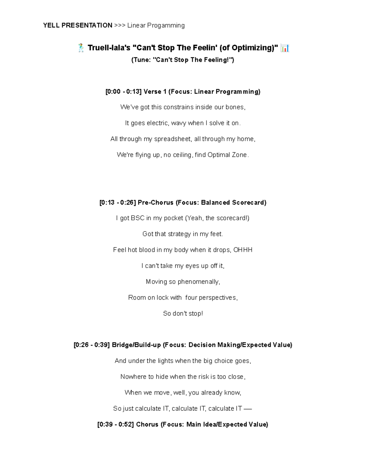 205 YELL - Accounting 205 Linear Programming Presentation - Studocu