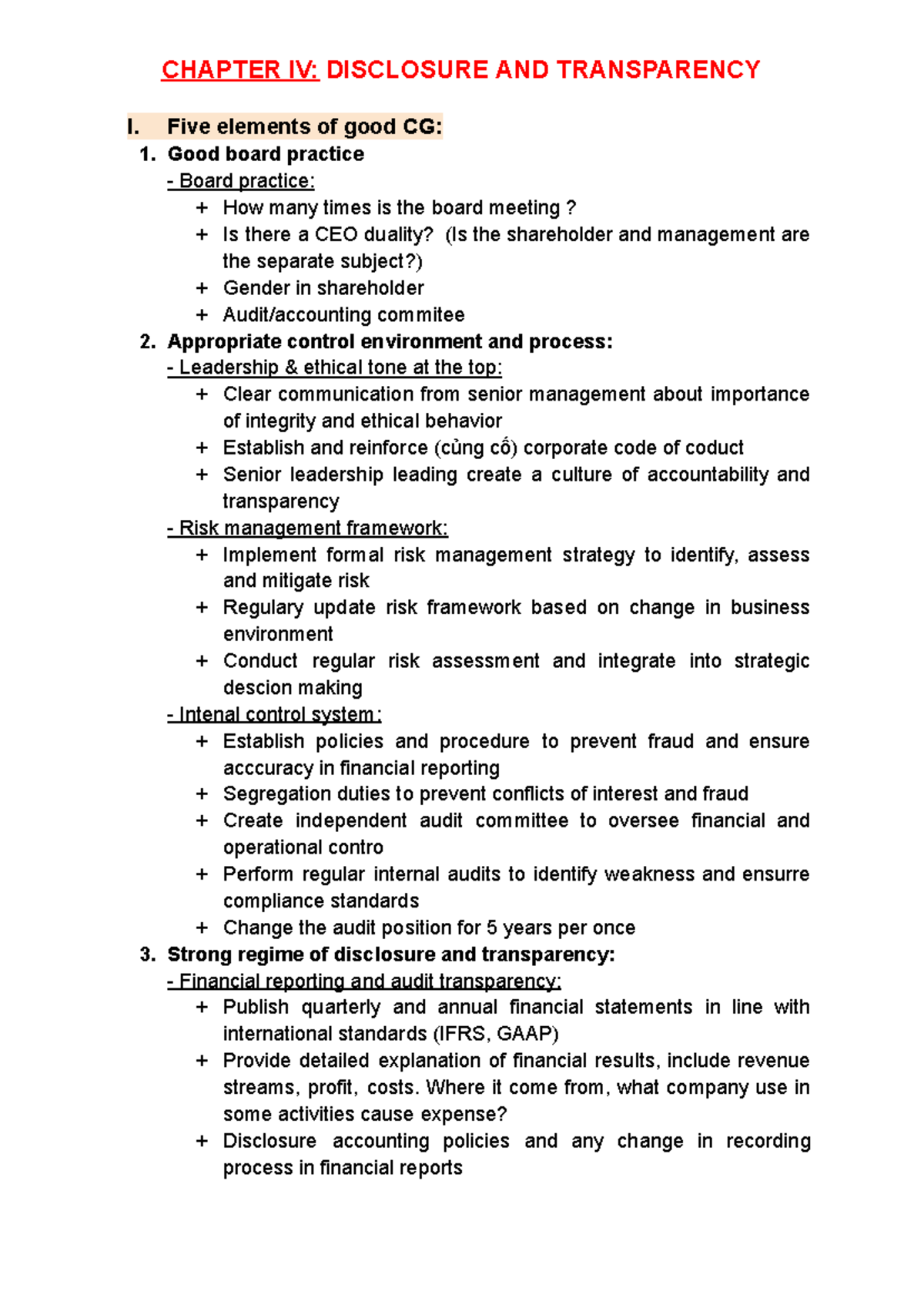CG Midterm Chapter 4: Disclosure and Transparency in Corporate ...