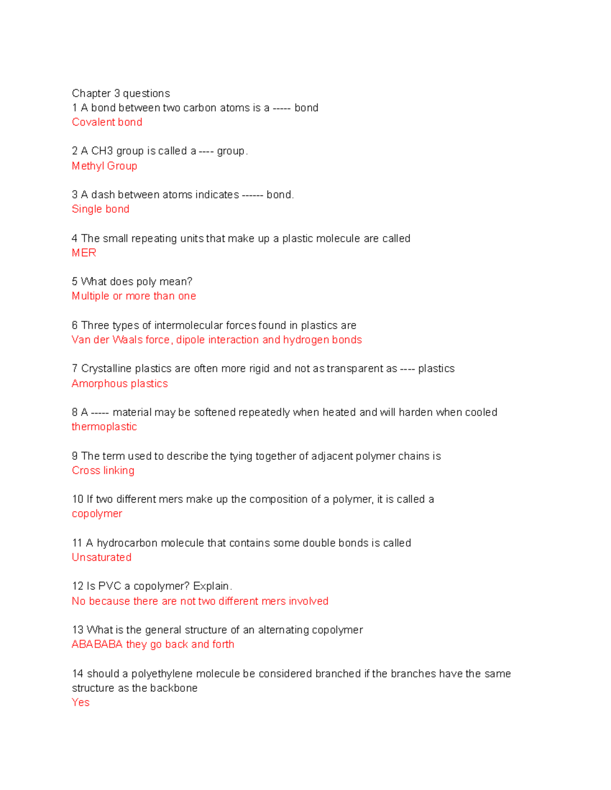3350 Chapter 3 Homework: Key Concepts in Polymer Chemistry - Studocu
