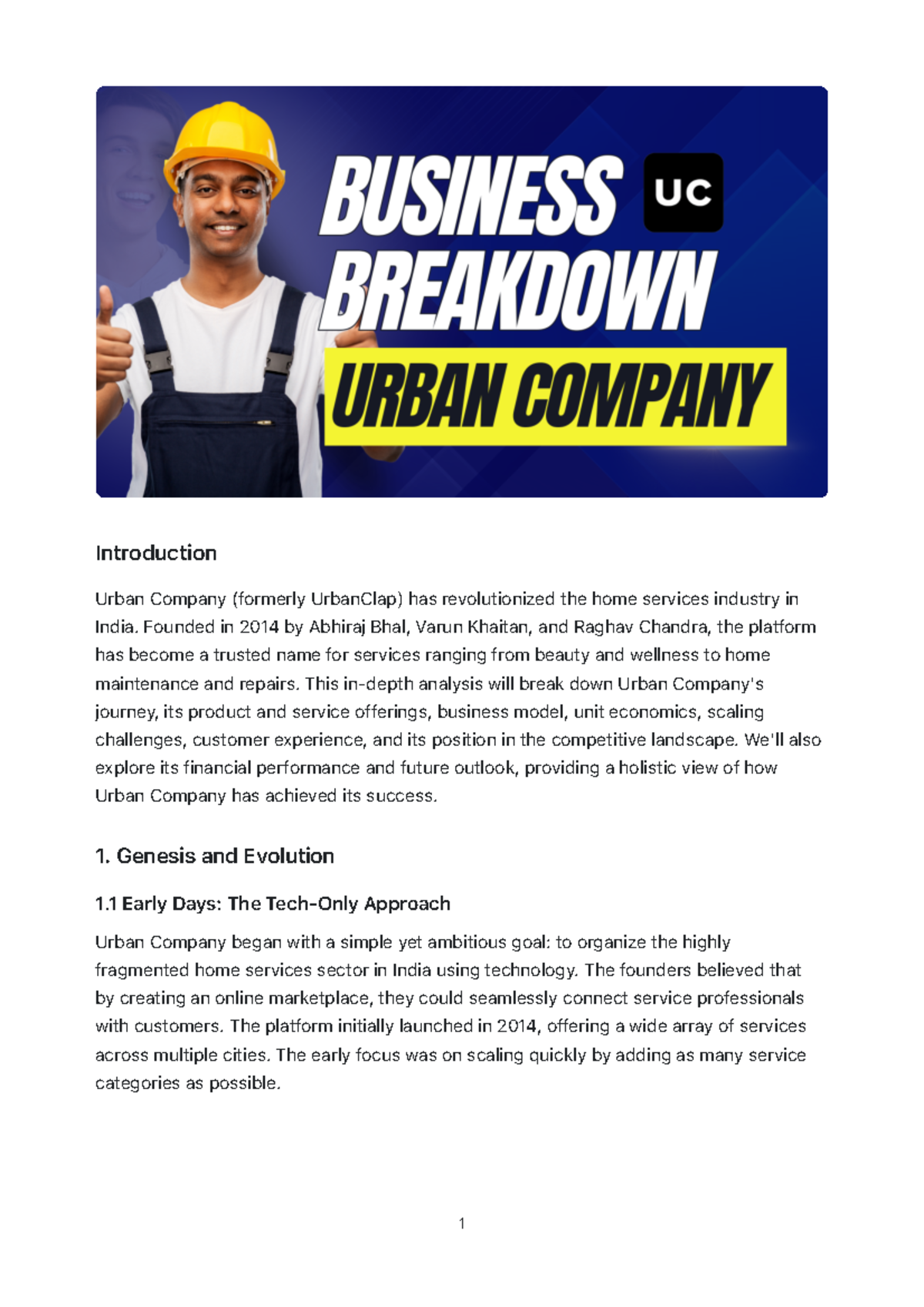 Urban Company Business Breakdown: A Comprehensive Analysis - Studocu
