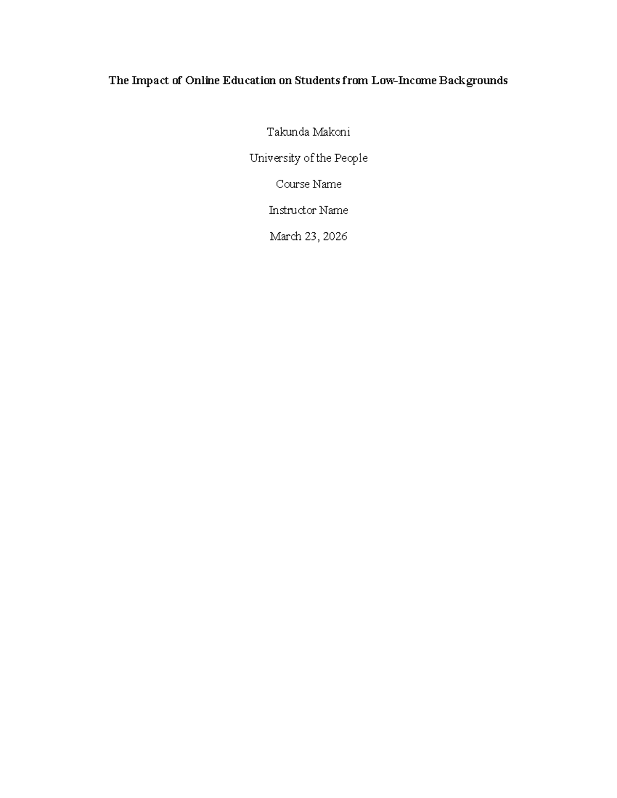 The Impact of Online Education on Disadvantaged Students - UoP Research ...