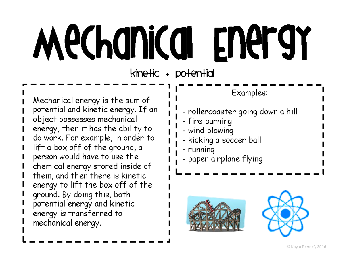 Forms of Energy Gallery Walk: Understanding Kinetic & Potential Energy ...
