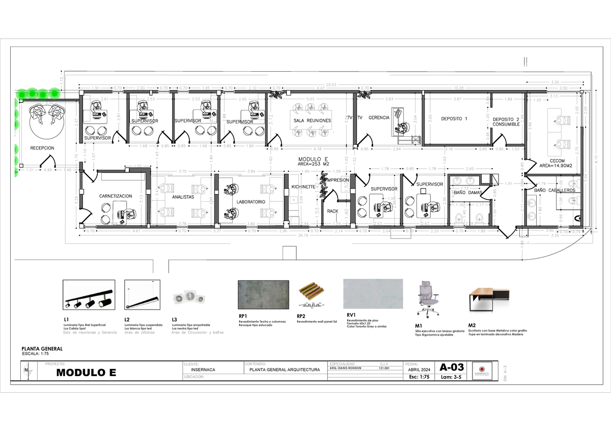Modulo E -03 - asdfasdf - N A- Esc: 1: ABRIL 2024 Lam: 3- INSERNACA PLANTA GENERAL ARQUITECTURA ...