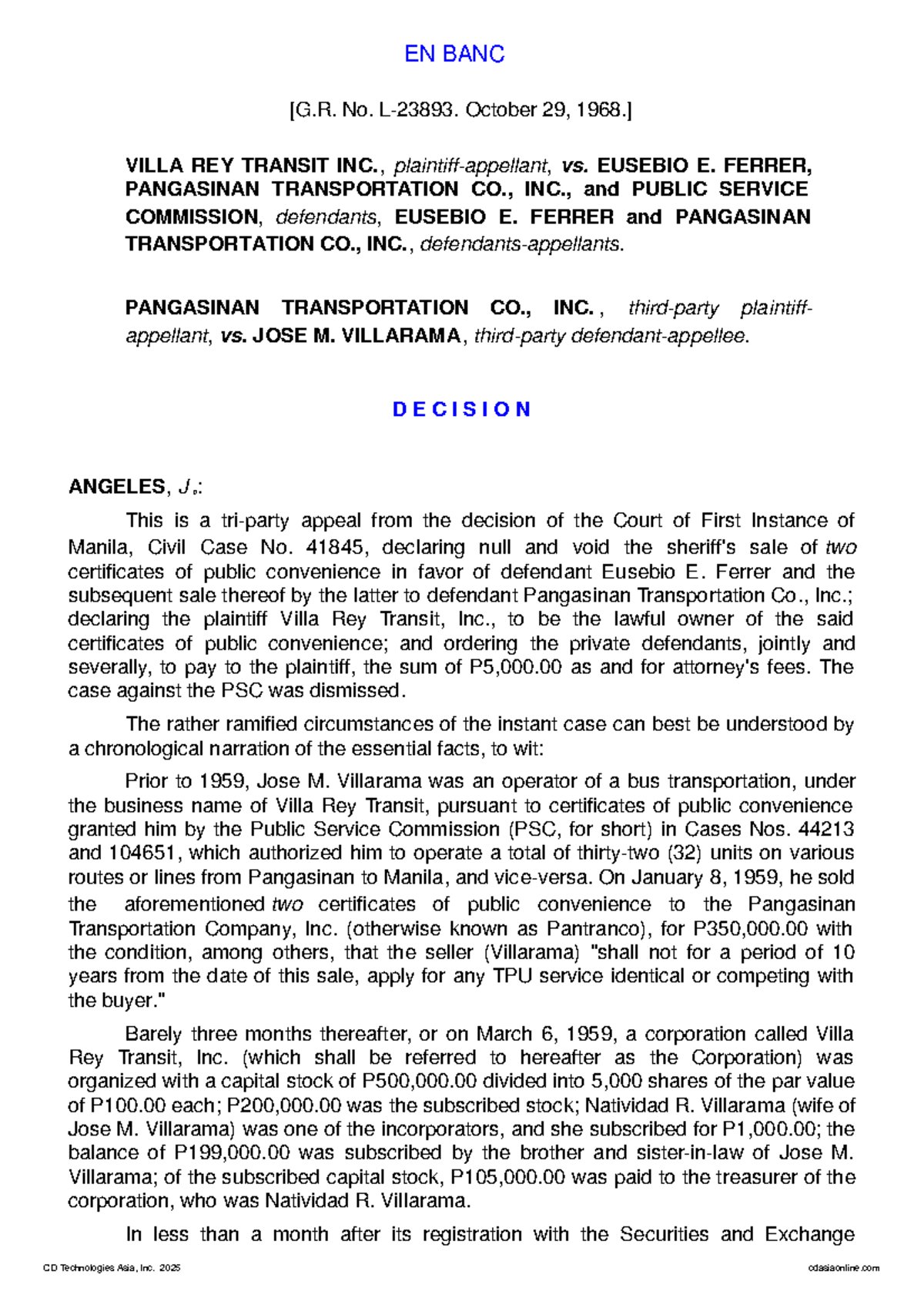 Villa Rey Transit Inc. vs. Ferrer: Case Analysis and Decision Review ...