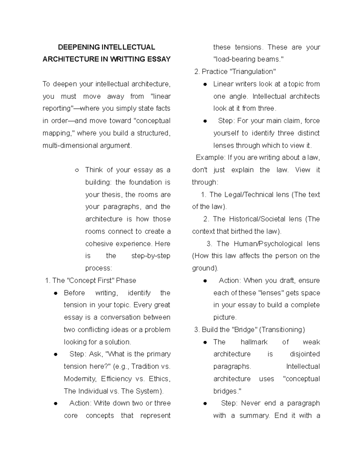 Deepening Intellectual Architecture in Writing: Essay 2 Guide - Studocu