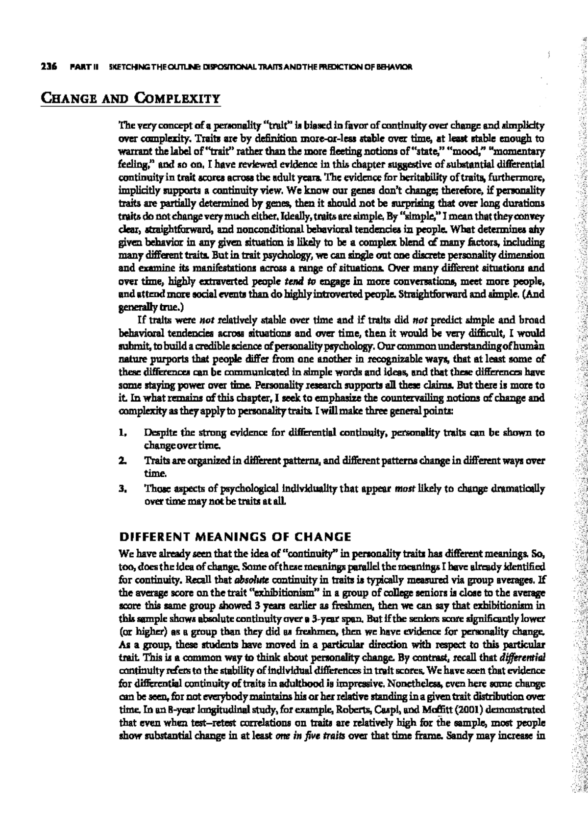 236 PSYCHOLOGY 6: CONTINUITY AND CHANGE IN TRAITS - A DEEP DIVE INTO ...