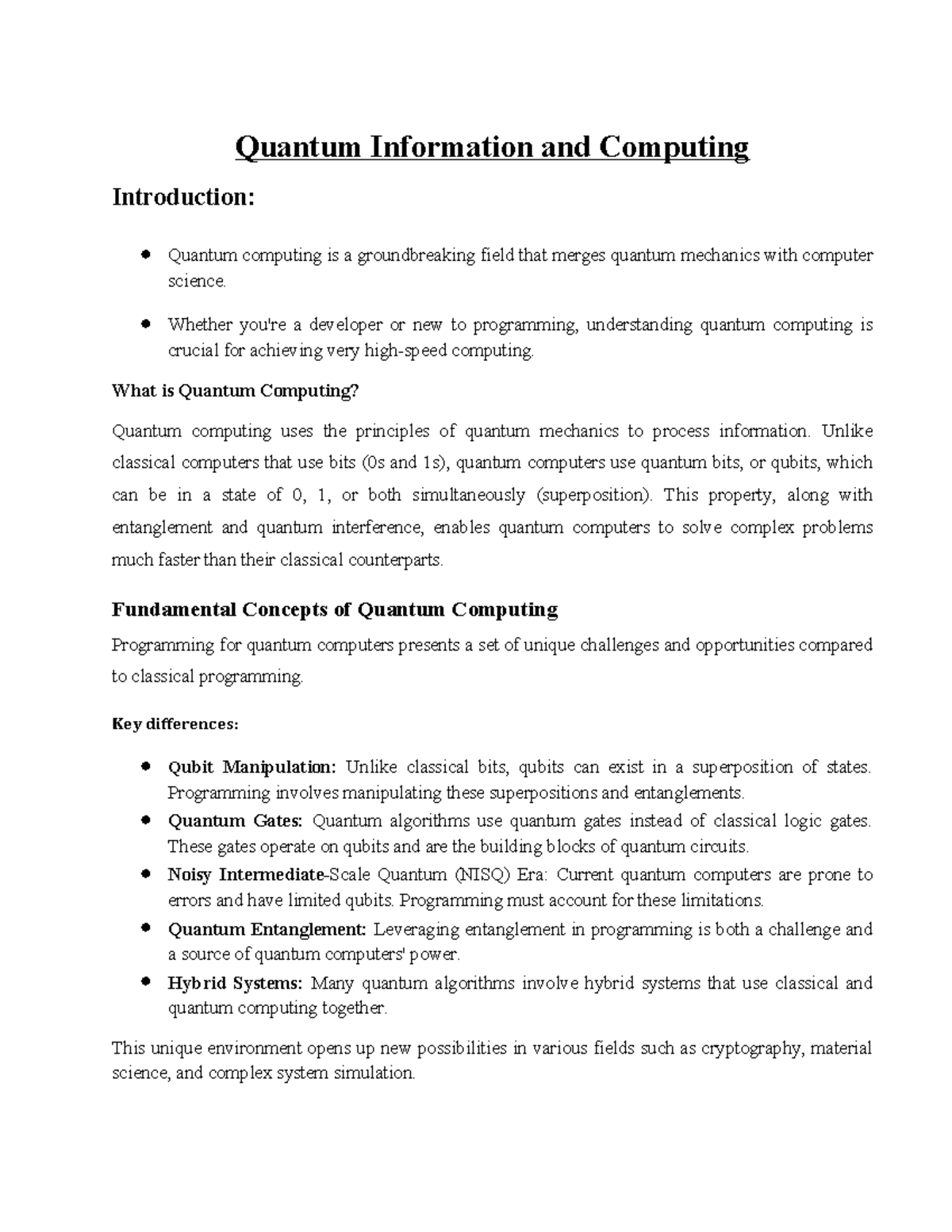 Quantum Computing Module 2 Notes: Introduction to Quantum Information ...