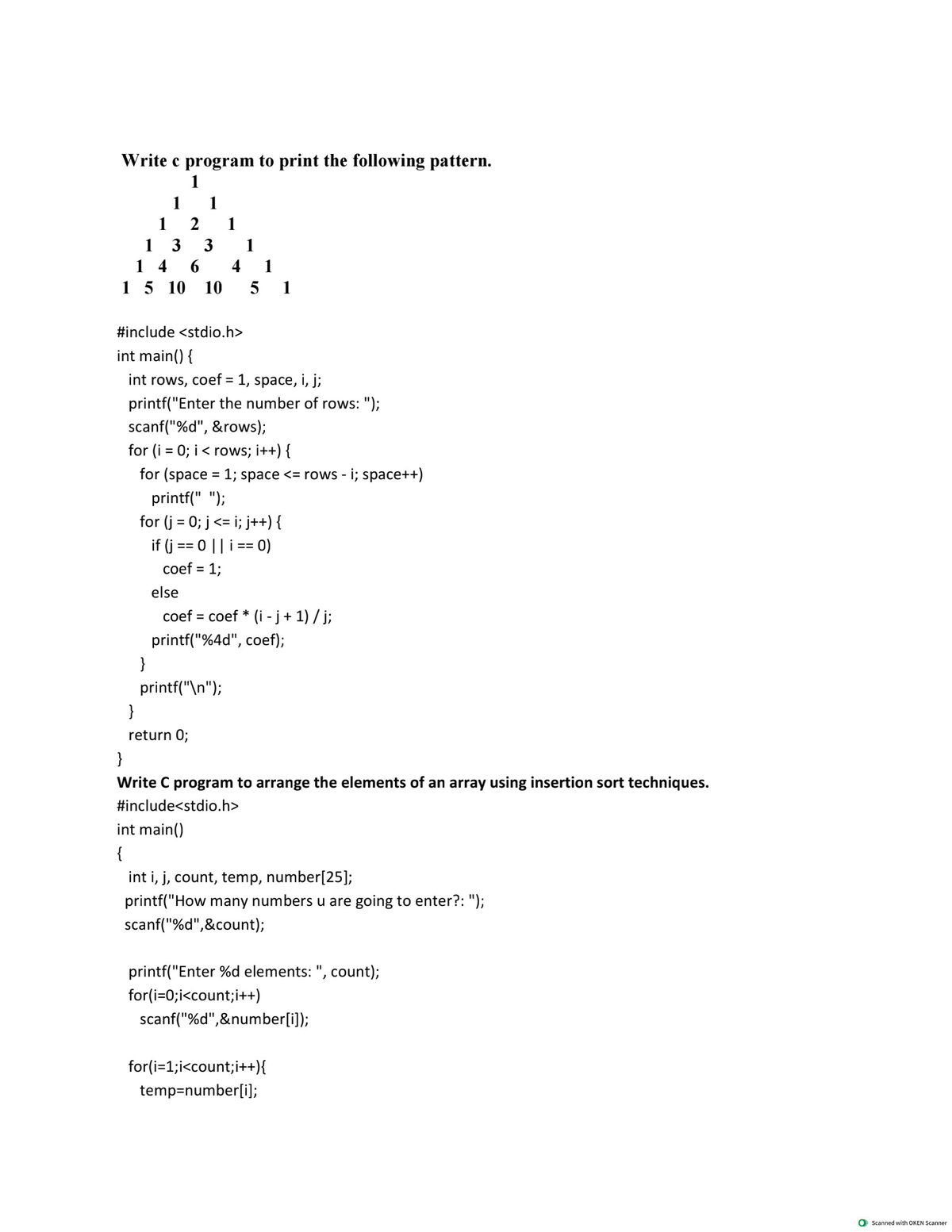 C Programming Lab: Patterns, Sorting, and Memory Allocation Techniques ...