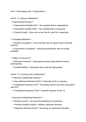 Psychology - Grade: 11 - Queensland Certificate of Education - Studocu