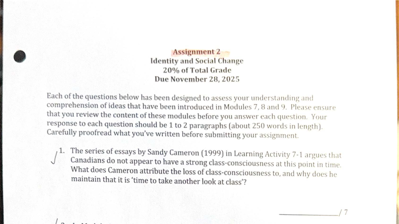 Assignment 2: Identity & Social Change - Understanding Modules 7-9 ...