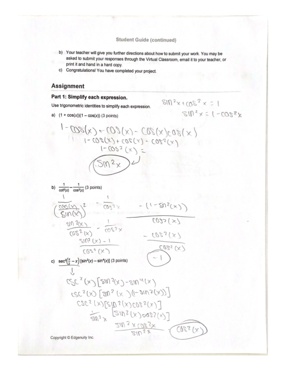 Trigonometric Identities and Solutions: Student Guide (continued) - Studocu