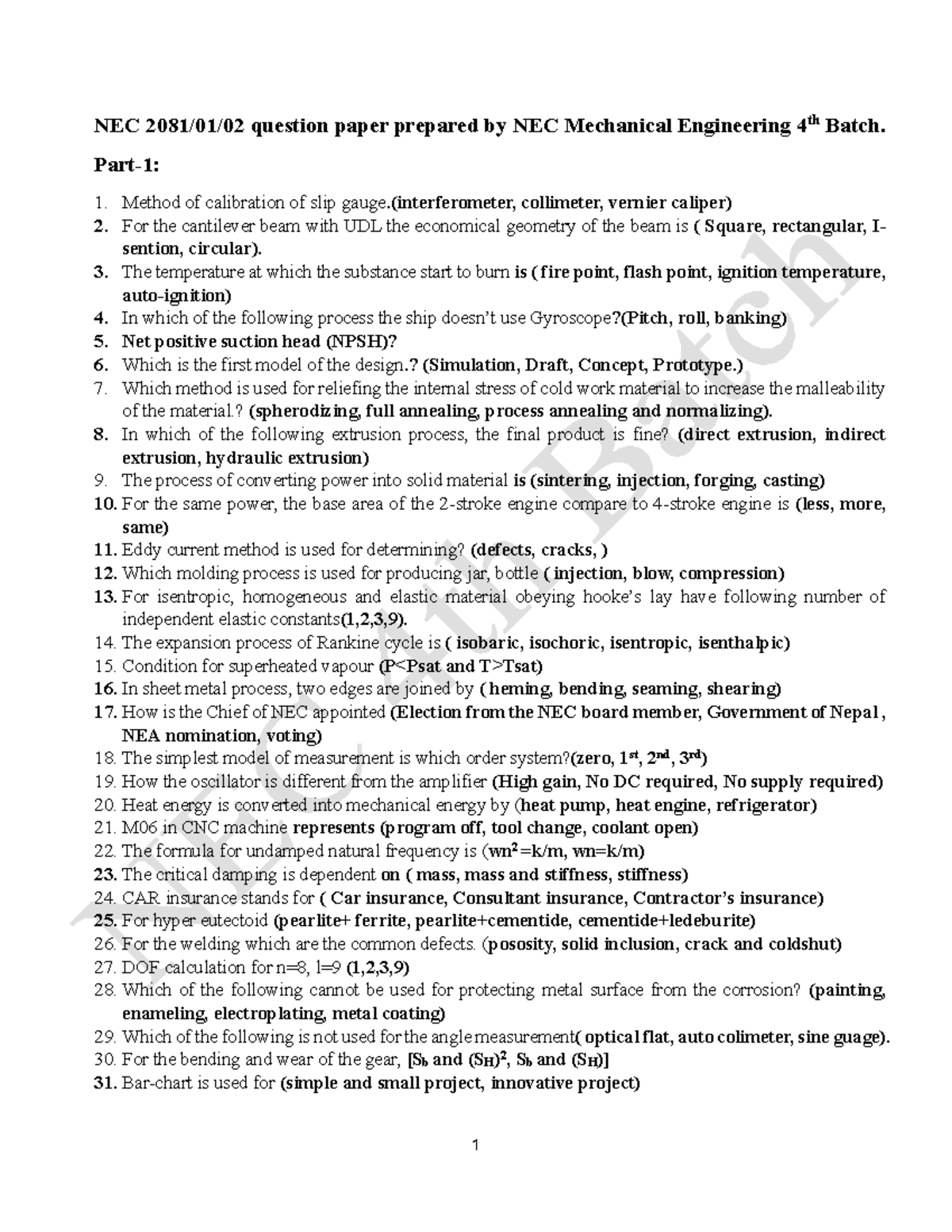 2nd-Baisakh-paper - NEC - 1 NEC 2081/01/02 question paper prepared by ...