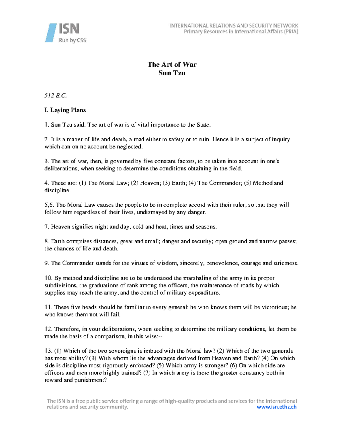 1239 Sun Tzu - The Art of War: Key Strategies and Principles - Studocu