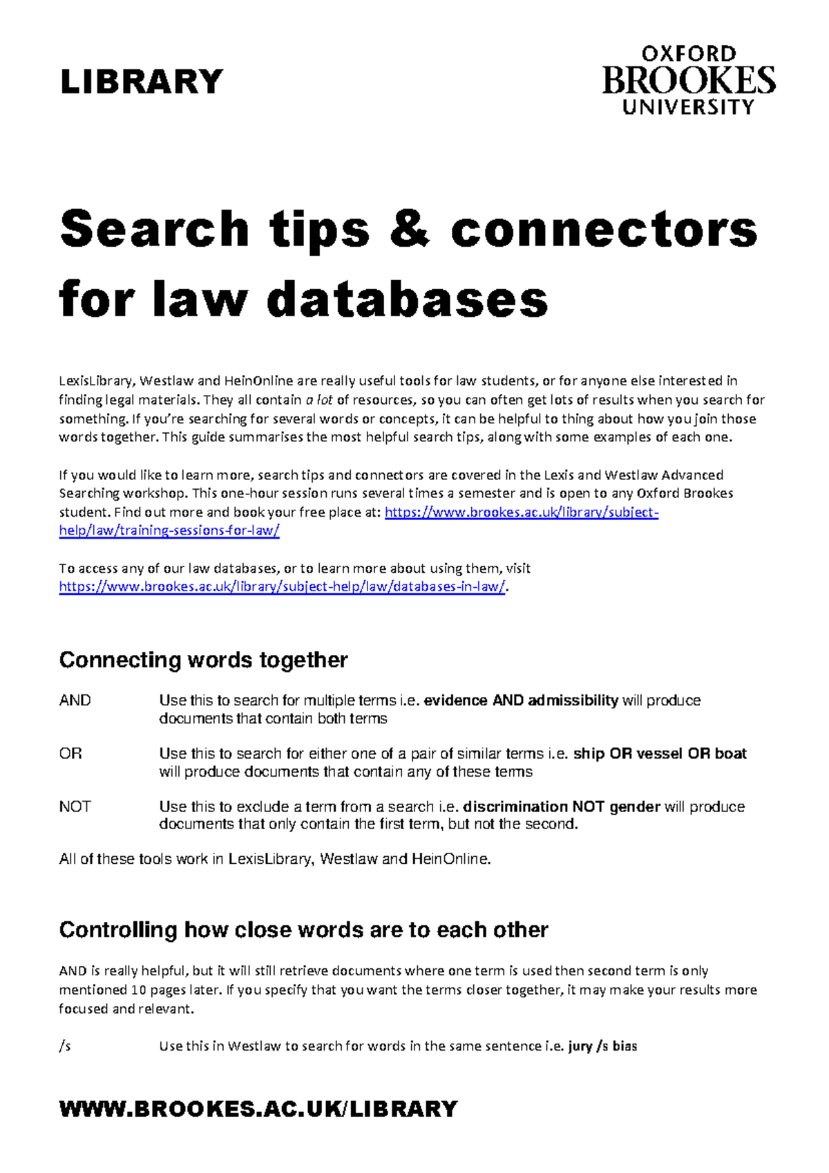Legal Research Skills: Advanced Search Connectors Guide - Studocu