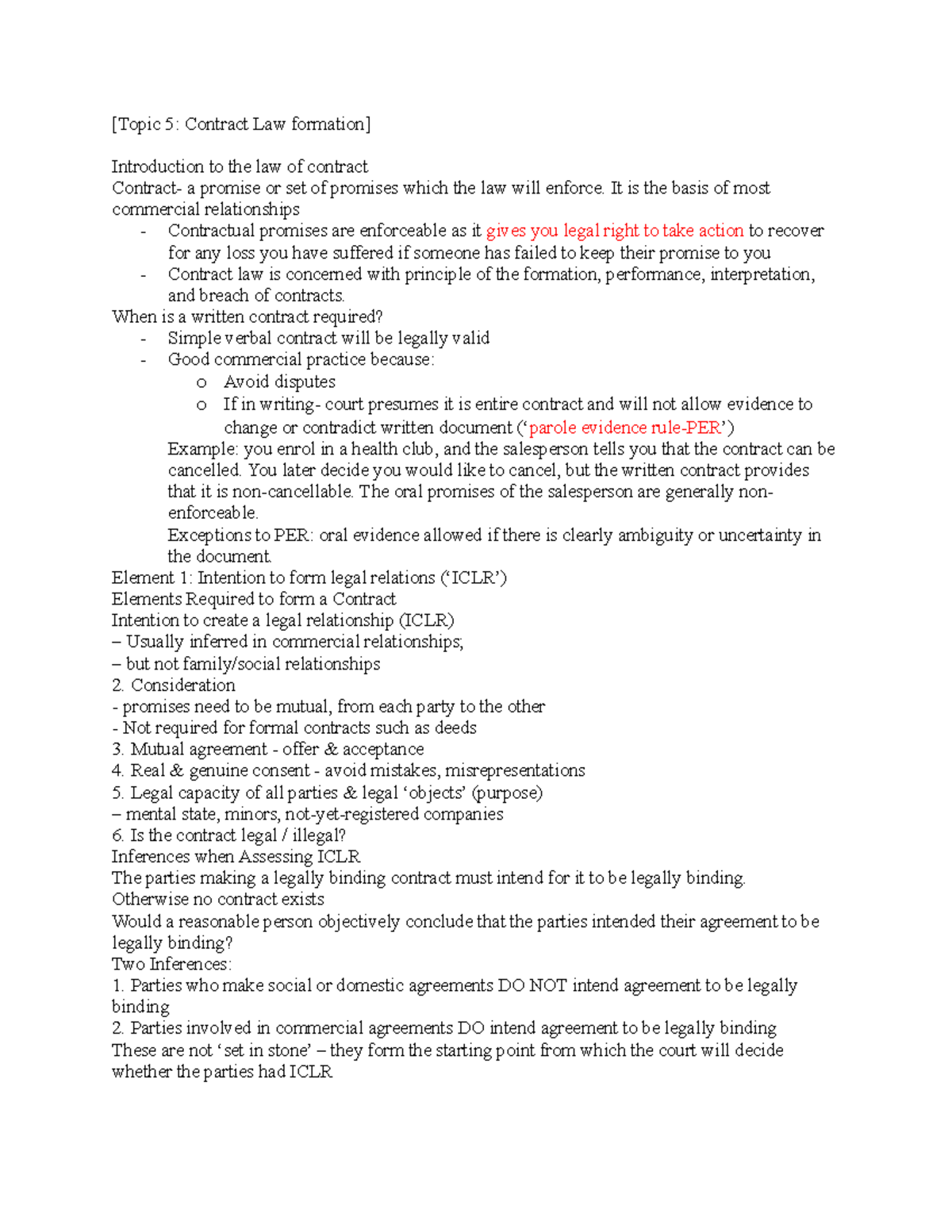 Contract Law 5: Introduction to Legal Principles and Formation - Studocu