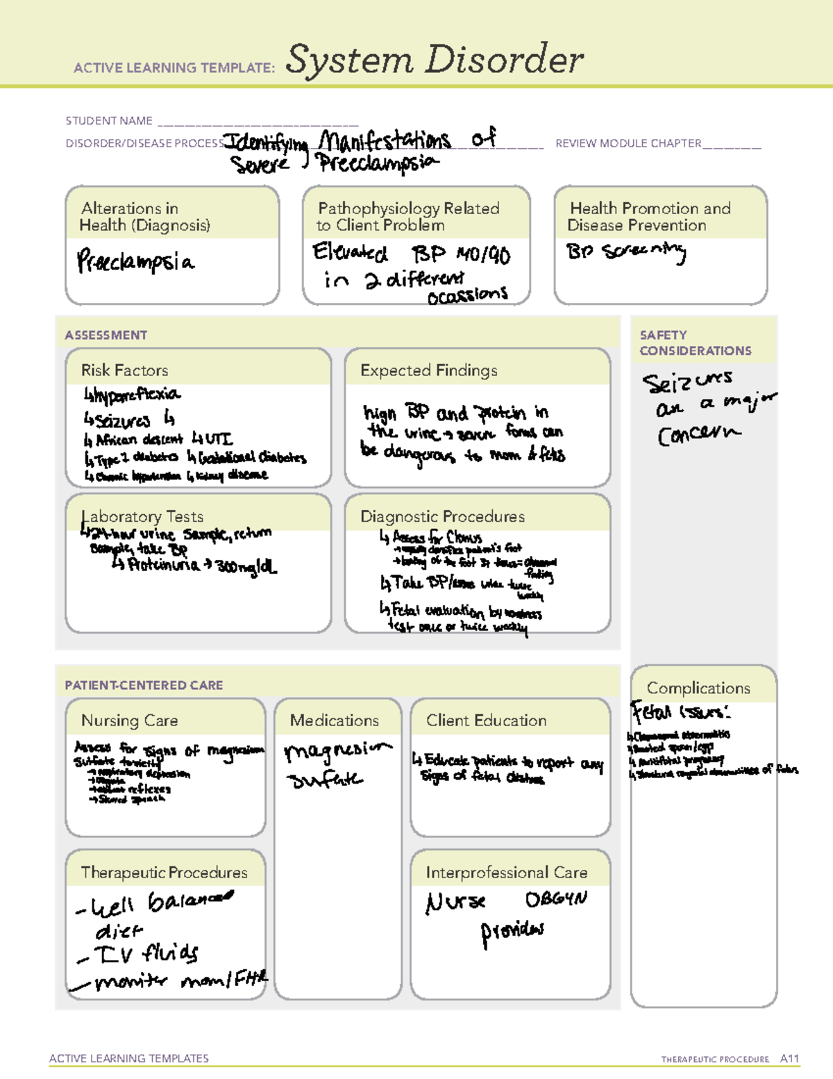 ATI Identifying Manifestations of Severe Preeclampsia - ACTIVE LEARNING ...