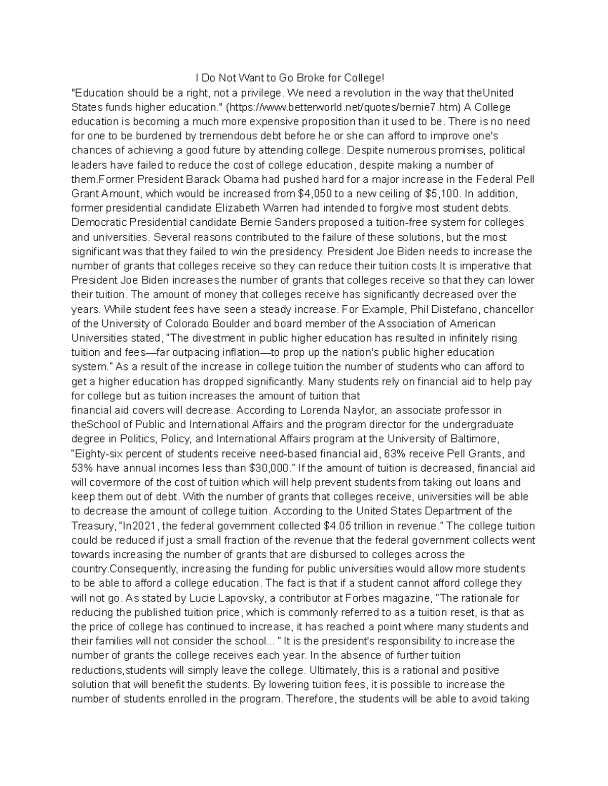 Case Study on Education Policy Solutions: Reducing College Tuition ...