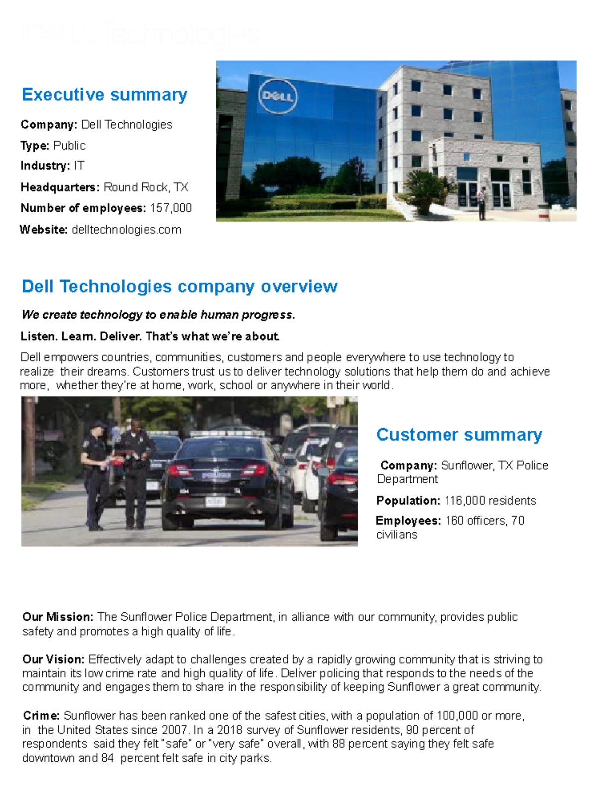 Dell Technologies & Sunflower Police Case Study Analysis - Studocu