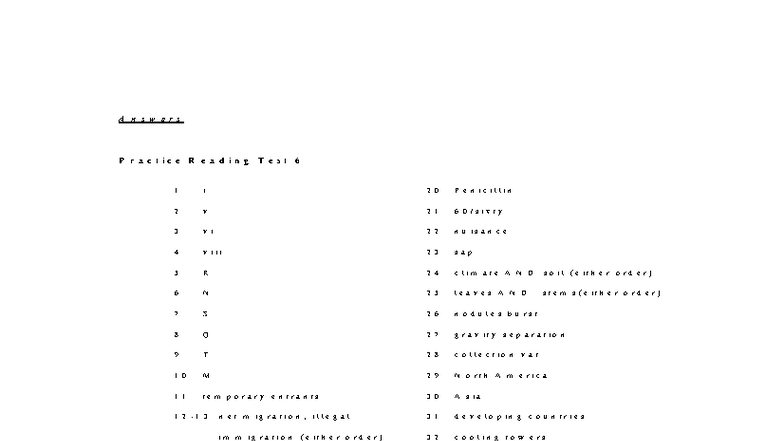 IELTS Reading Test Answers 6: Practice Test Solutions - Studocu