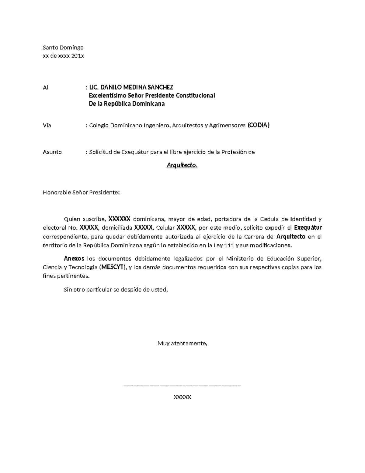 Solicitud de Exequátur para Ejercicio de Arquitectura - CODIA - Studocu