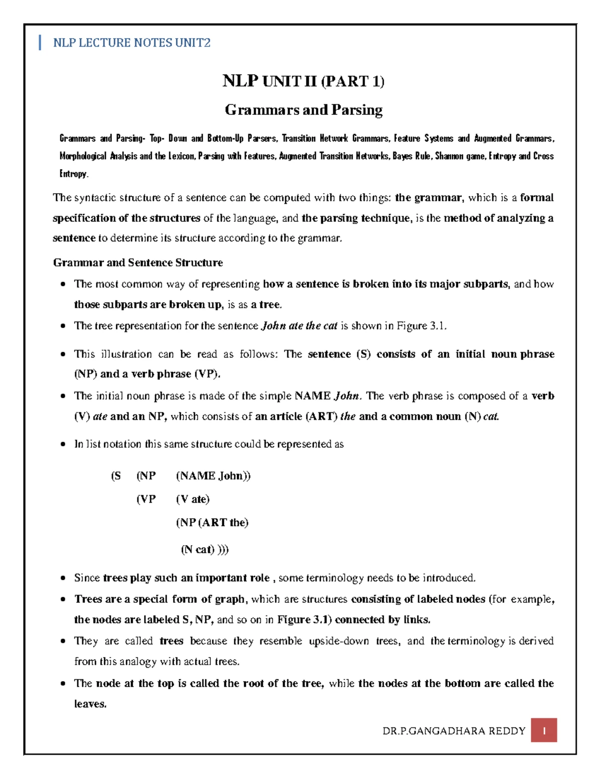 Nlp Notes For Effective Learning And Understanding Wednesday Unit Al Introduction To Natural 