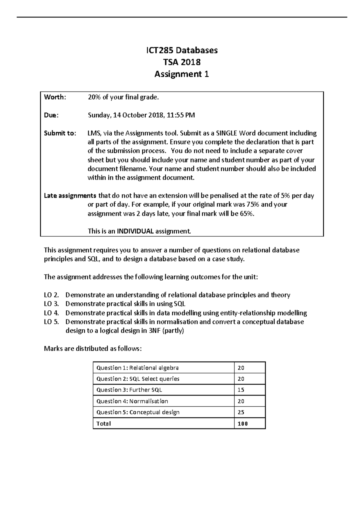 Demonstrate an understanding of relational database principles and ...