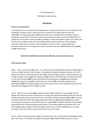 Unit 19 Assignment 2 - BUSINESS UNIT 19: ASSIGNMENT 2 By Jonny Ross (Student no. 761801 ...