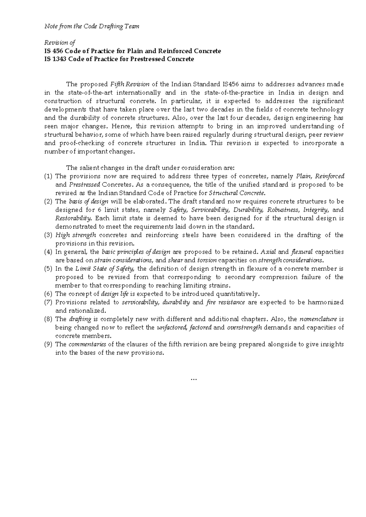 IS456 Fifth Revision Overview of Key Changes in Concrete Standards ...