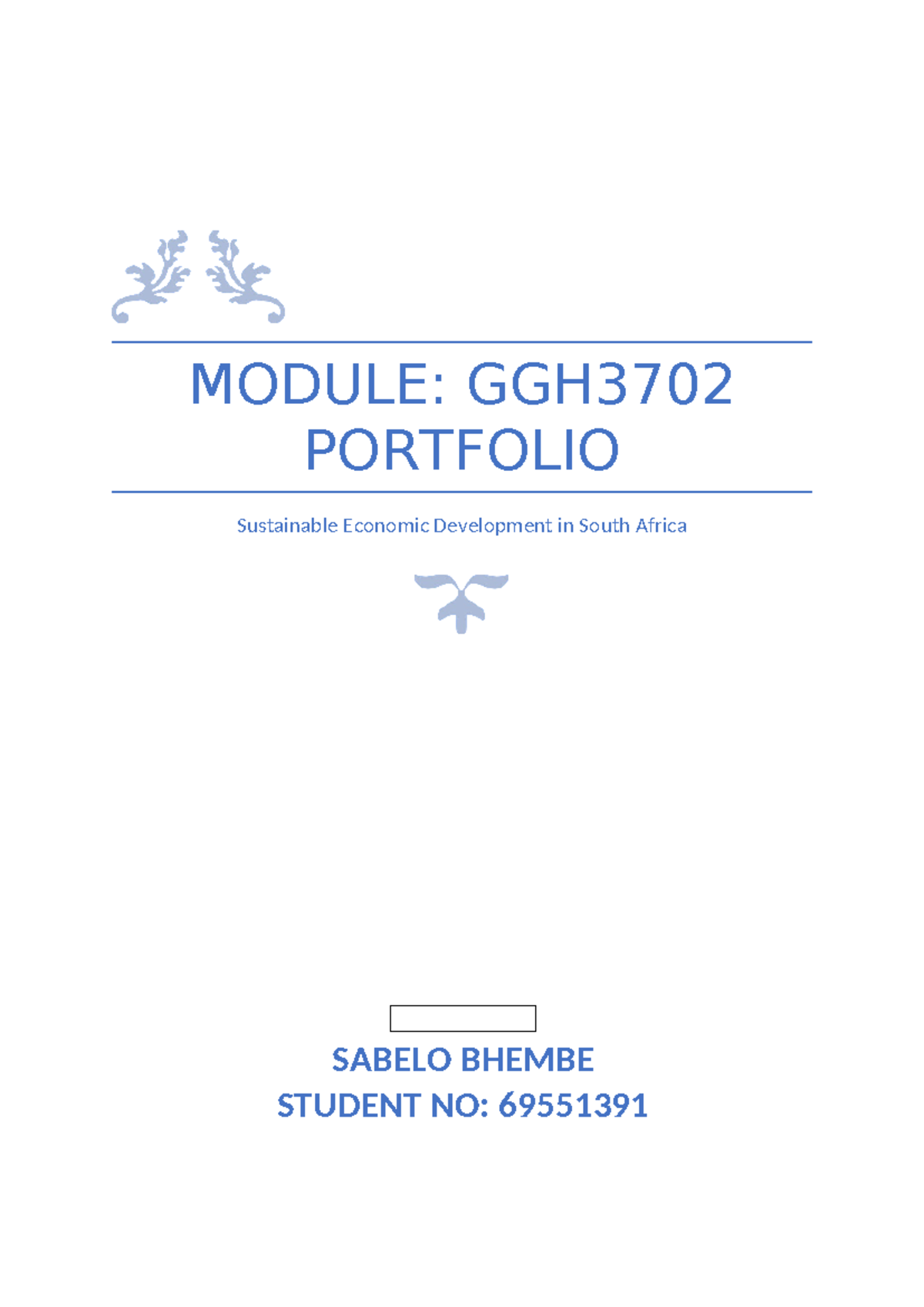 GGH3702 Assignment - Sustainable Economic Development Notes - Studocu