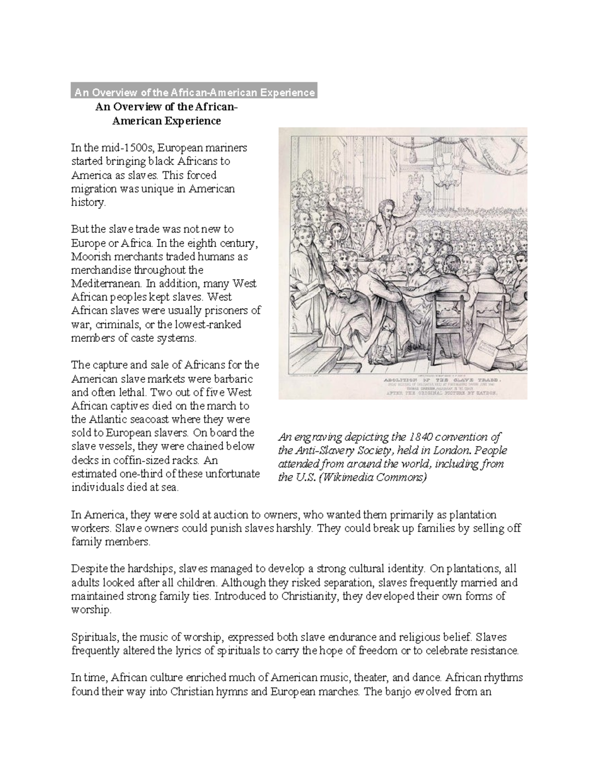 African American Experience: A Comprehensive Historical Overview - Studocu