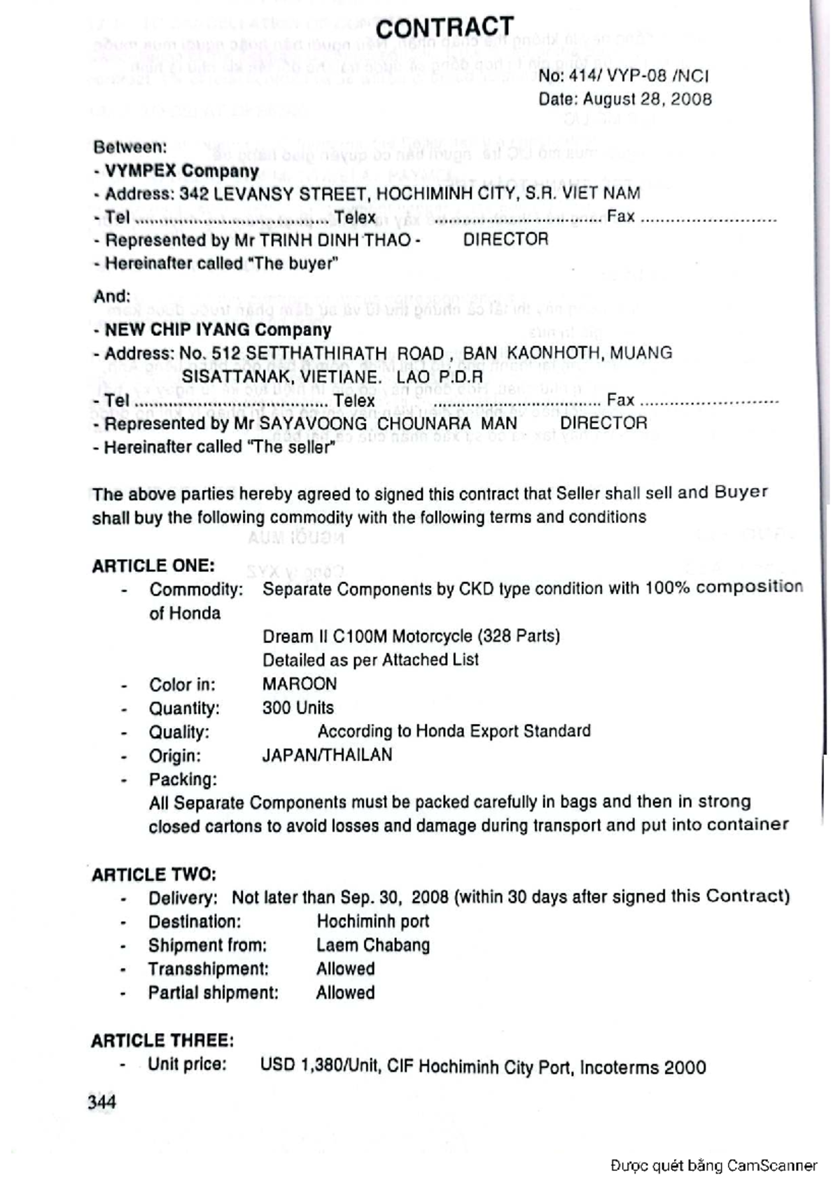 CONTRACT No: VYMPEX & NEW CHIP IYANG Agreement Details - Studocu