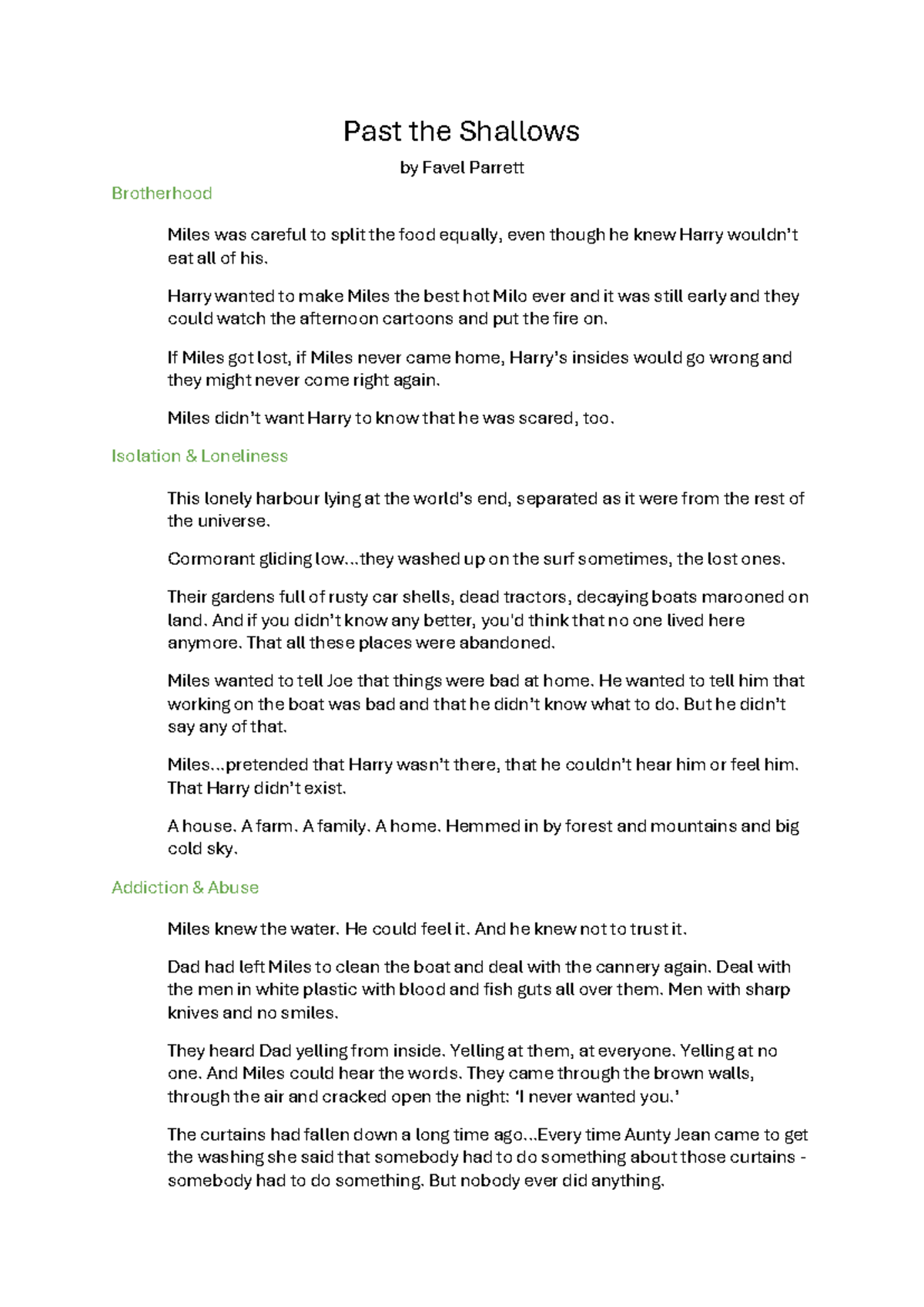 Quotes Analysis from "Past the Shallows" (ENG 101) - Studocu