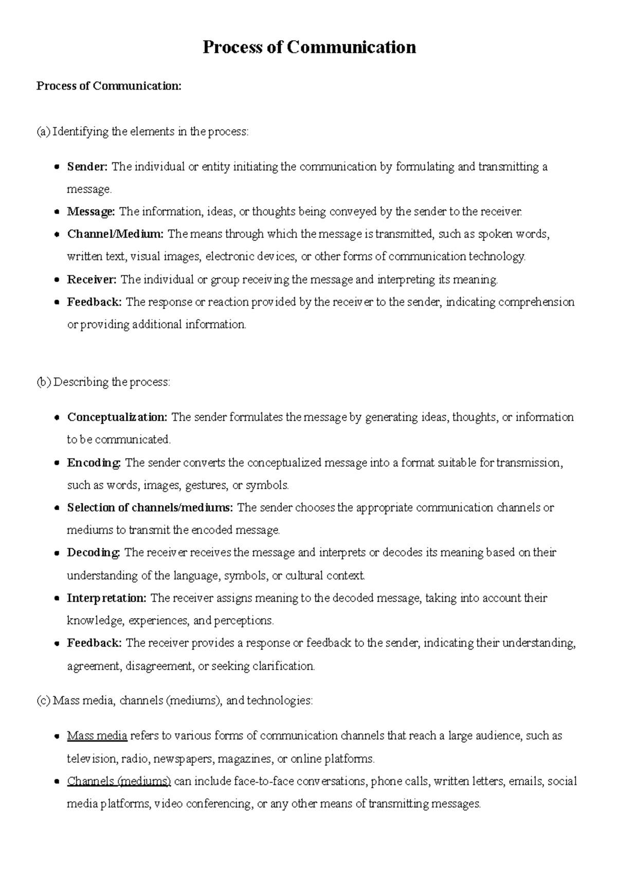Communication Process Overview: Elements & Channels - Studocu
