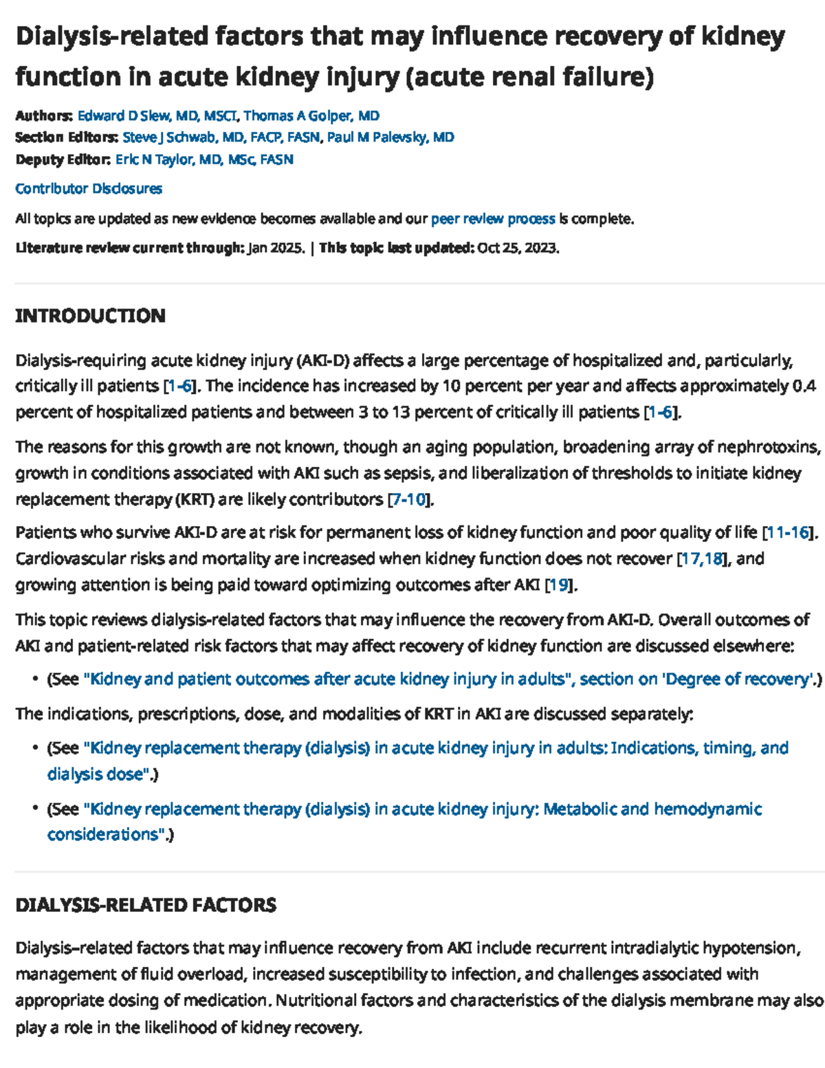 Factors Influencing Kidney Recovery in AKI: Insights and ...