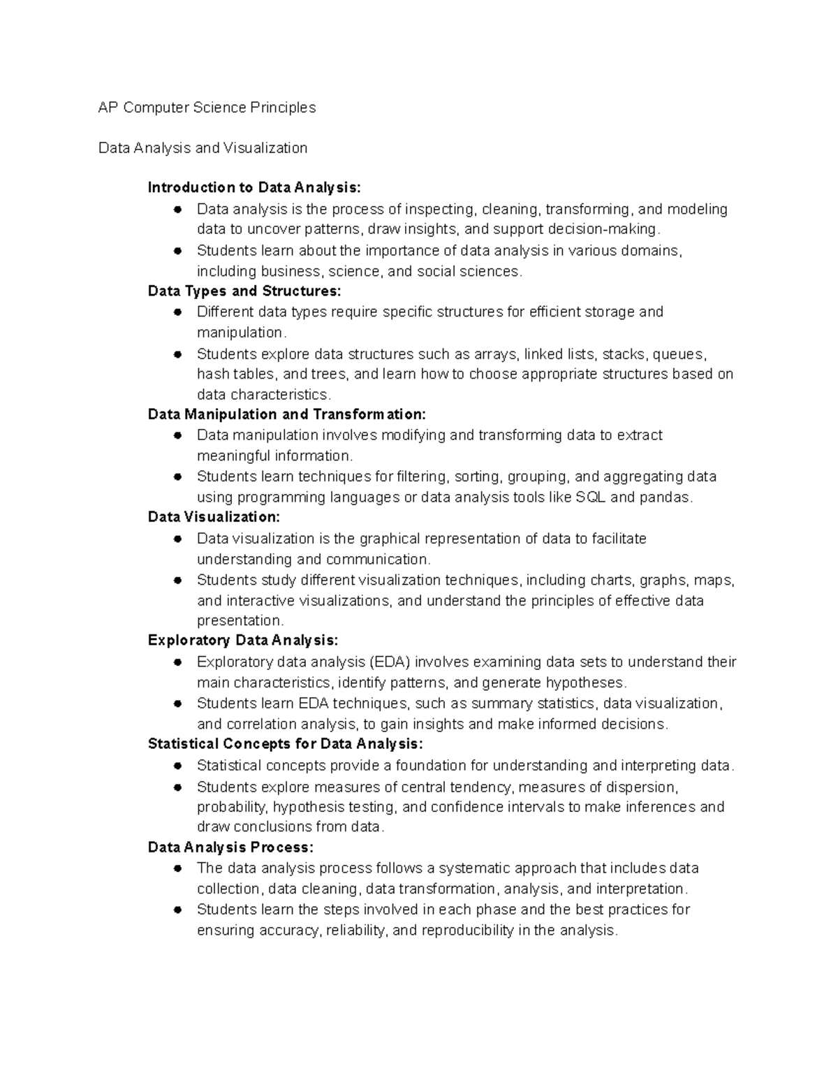 AP Computer Science Principles - Data Analysis and Visualization - AP Computer Science ...
