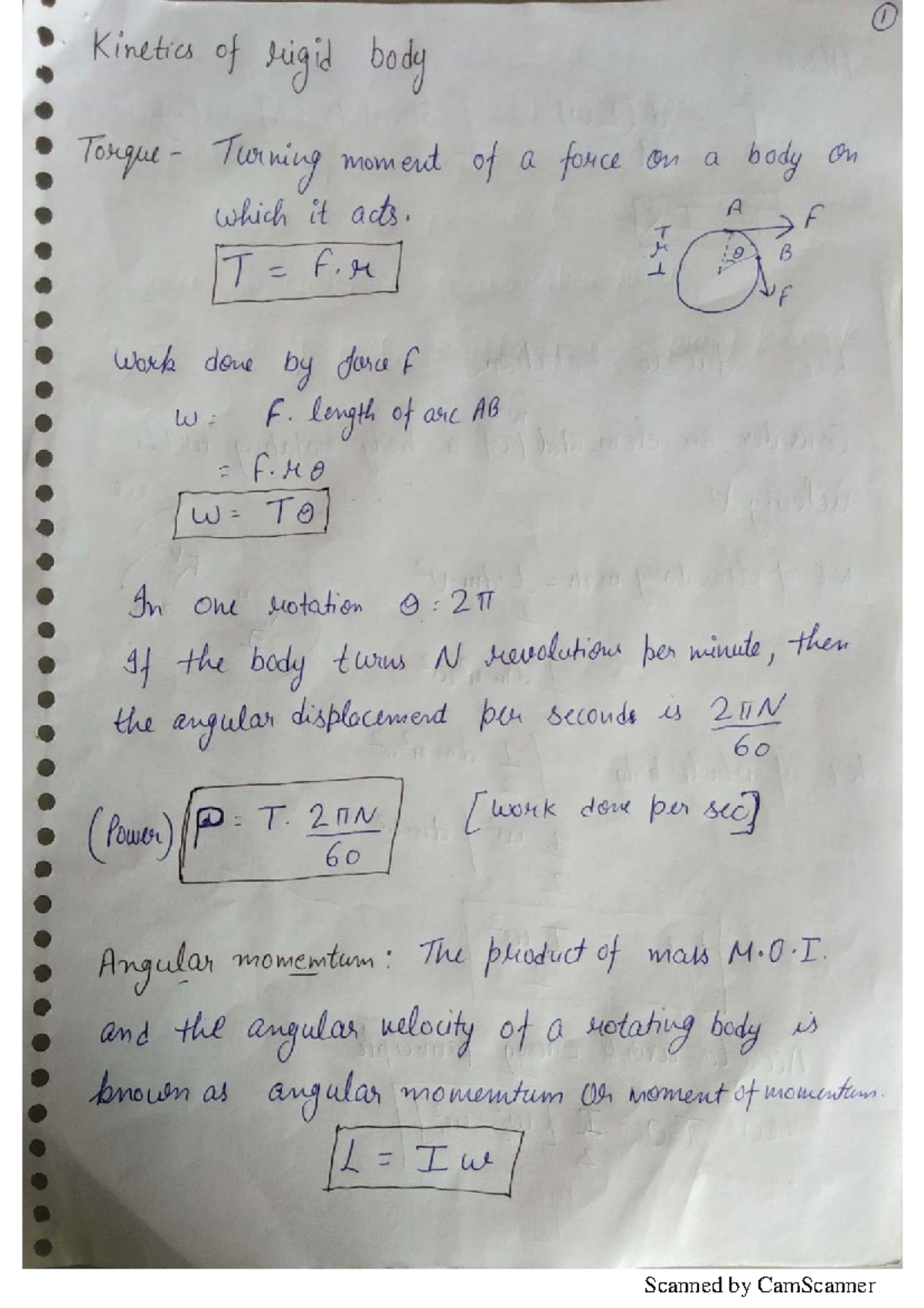 Kinetics of Rigid Bodies: Torque and Angular Motion AFT 51 Notes - Studocu