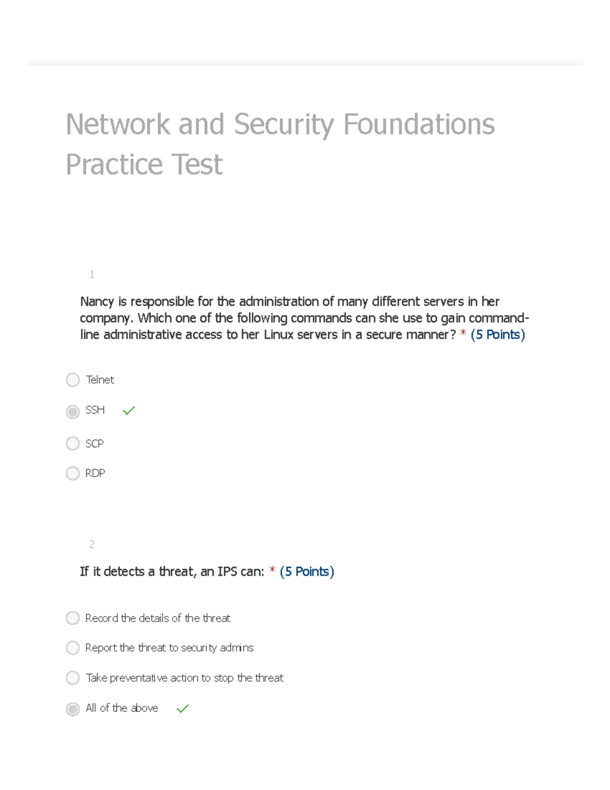 Network and Security Foundations (NSF) Practice Test Review - Studocu