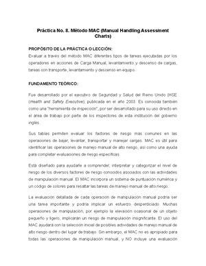 JSI - ERGONOMIA JSI - Práctica 9. Método JSI (JOB STRAIN INDEX ...