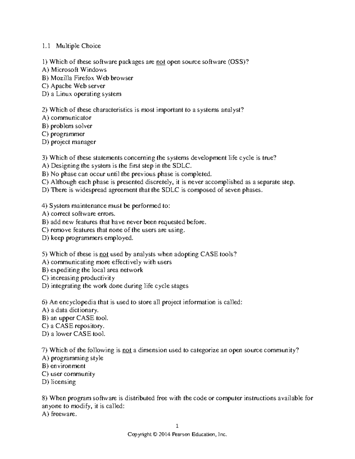 System Analysis and Design - CH1 MCQ Review Questions - Studocu