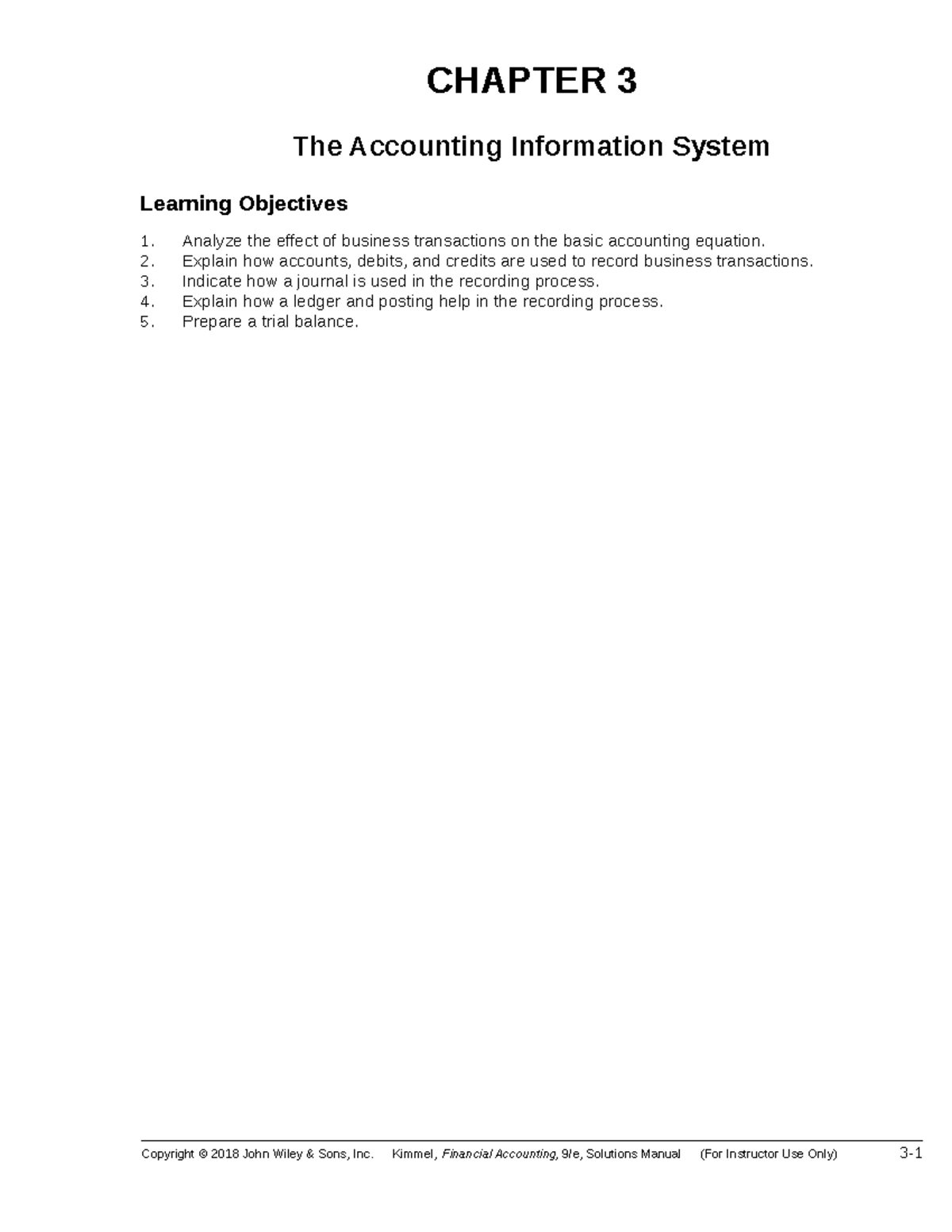 Chapter 3 Solutions - CHAPTER 3 The Accounting Information System ...