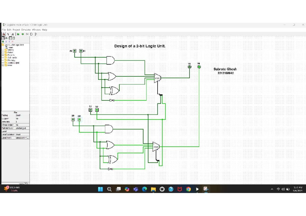 Screenshot 2025-03-06 013733 - Computer Architecture & Organization - D Logisim: main of logic ...