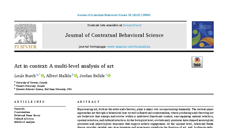 Art in Context: A Multi-Level Functional Analysis of Artistic ...