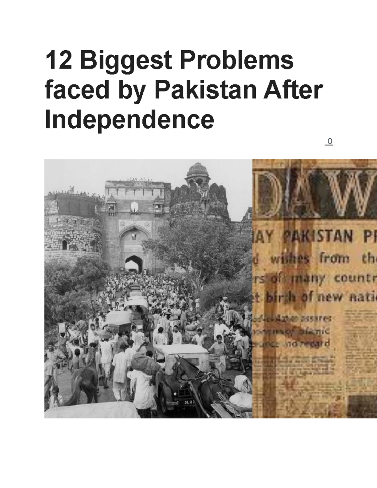 Biggest Problems Faced by Pakistan After Independence (1947) - Studocu