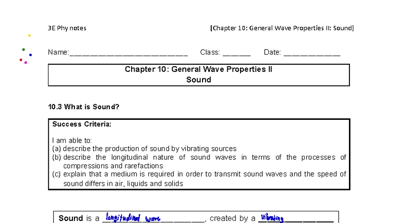 3E Phy Notes 10: General Wave Properties II - Sound and Its ...