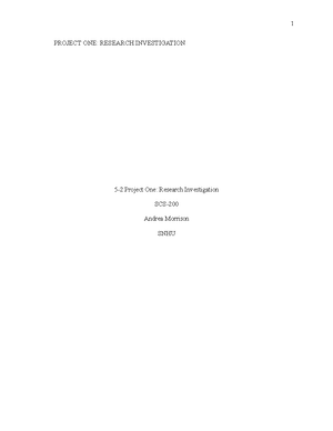 Project One- Research Investigation Work - Mark Meis May 19, 2024 I. A ...