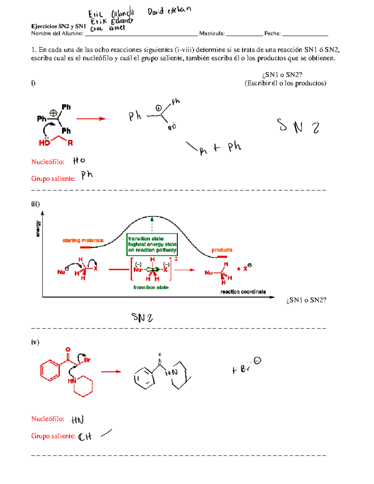 Ejercicio sobre Reacciones SN1 y SN2 - 15 Ejemplos Resueltos - Studocu