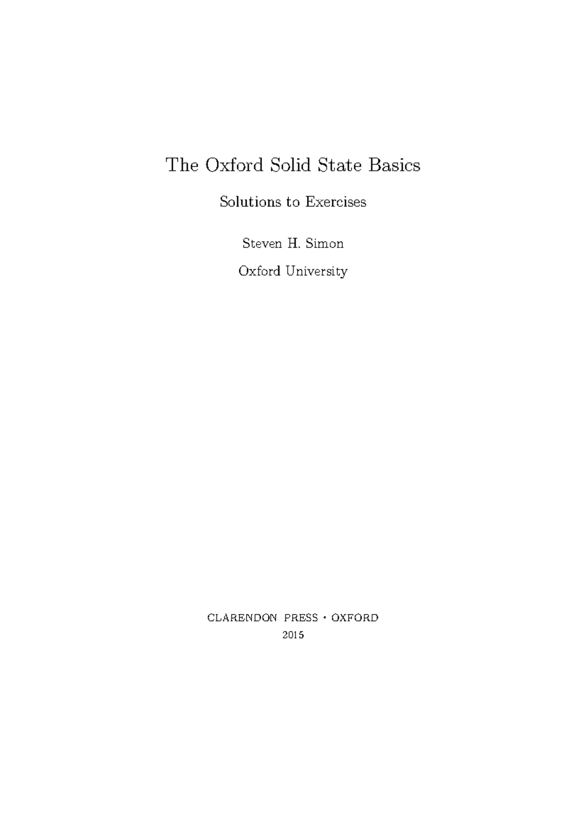 The Oxford Solid State Basics, Solution Manual ( PDFDrive ) - Physics - Studocu